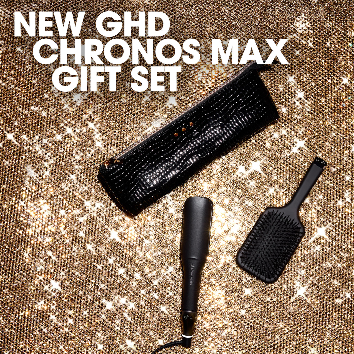 GHD CHRONOS MAX BEST WIDE PLATE HAIR STRAIGHTENER FESTIVE GIFT SET (WO ...